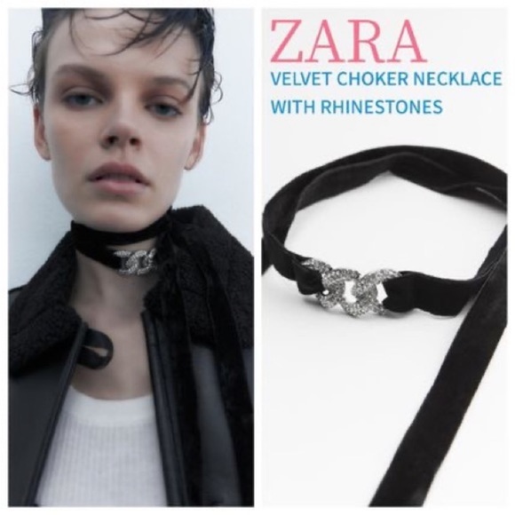 Zara | Accessories | Zara Velvet Rhinestone Choker | Poshmark
